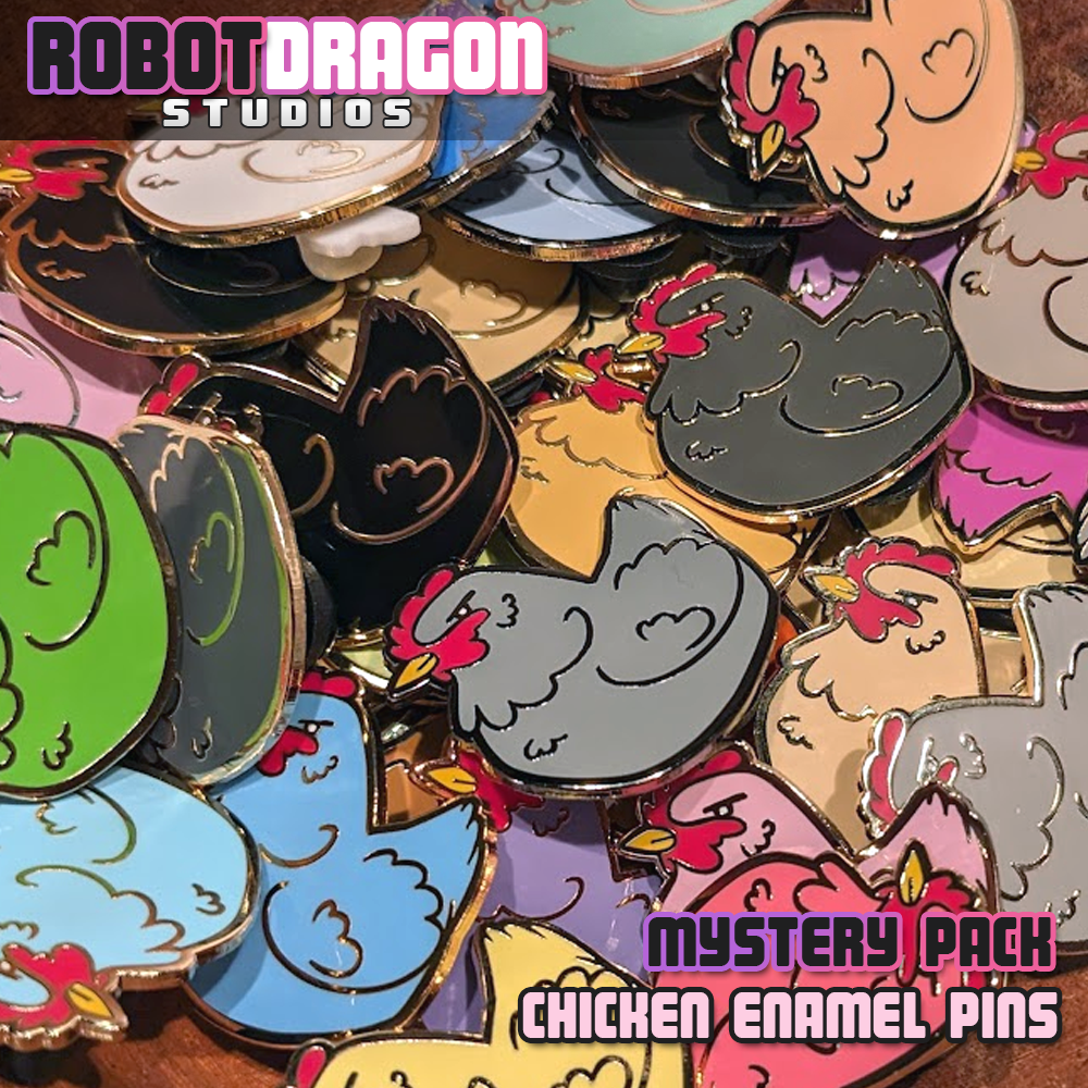 Mystery Pack: Chicken Enamel Pins – Robot Dragon Studios