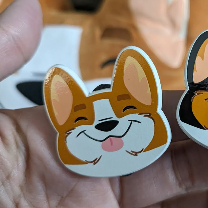 Corgi Head Enamel Pin – Robot Dragon Studios