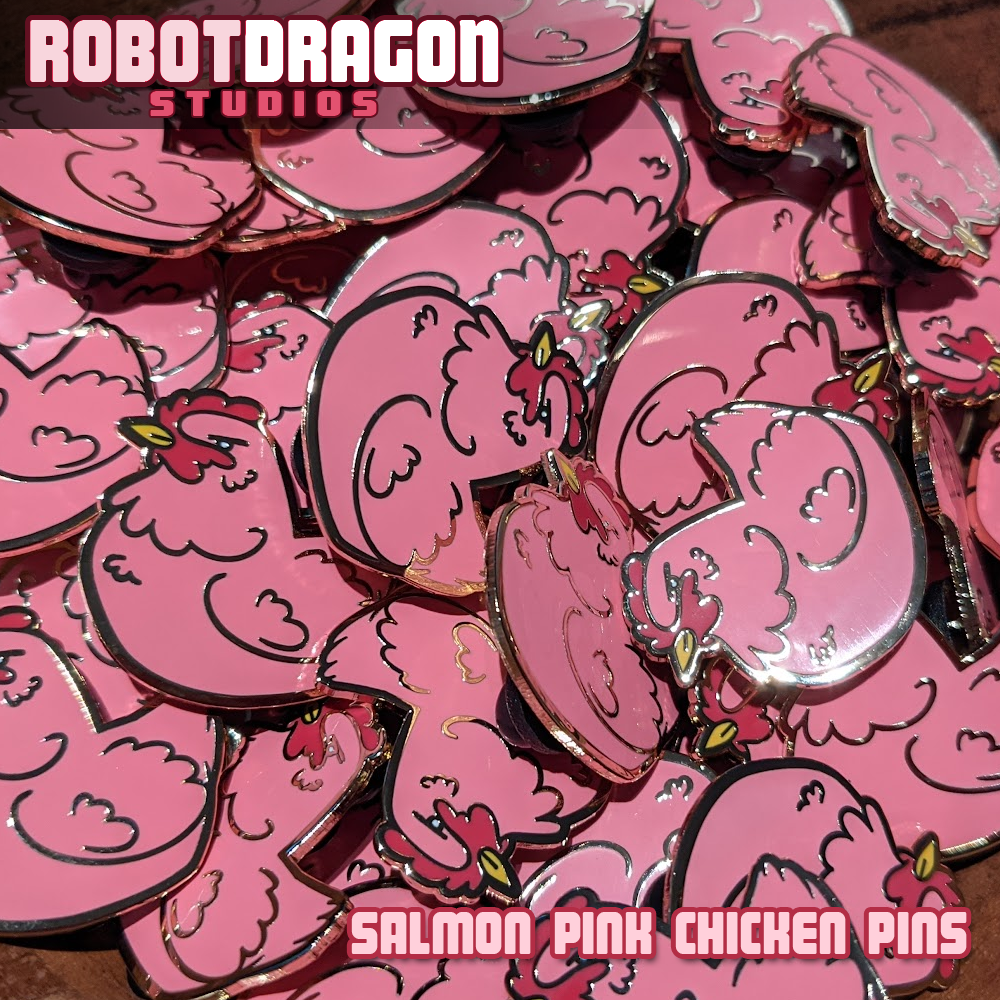 Chicken Enamel Pins – Robot Dragon Studios