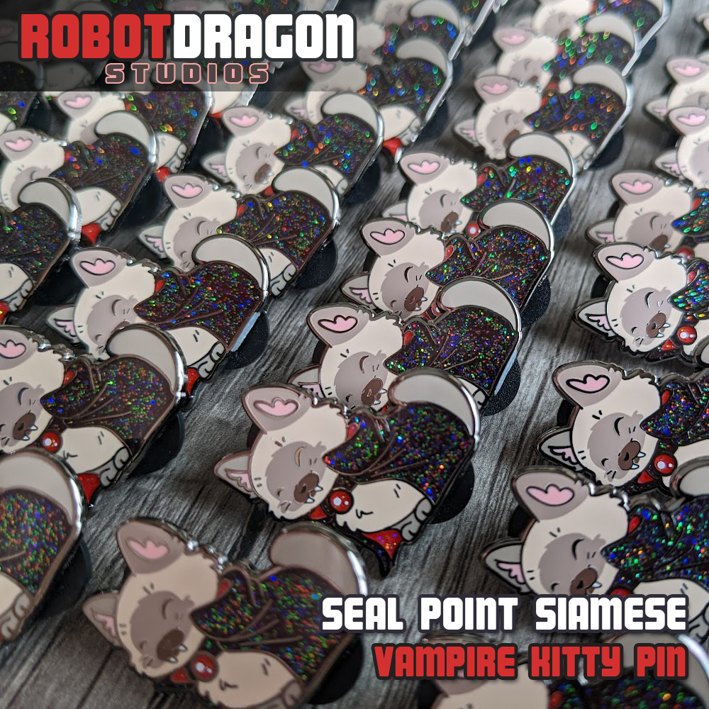 Vampire Kitty Enamel Pin – Robot Dragon Studios