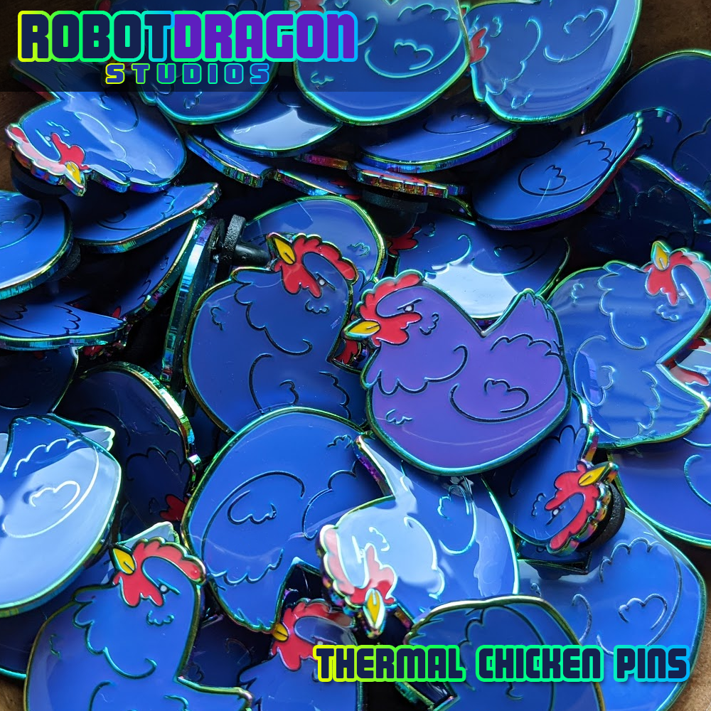 Chicken Enamel Pins – Robot Dragon Studios